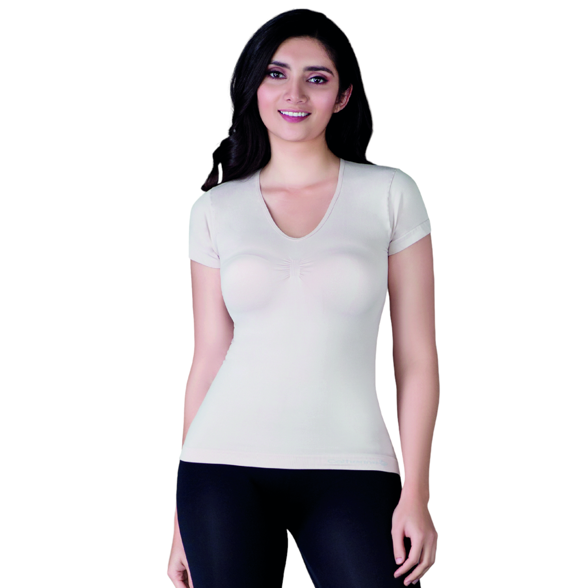 Playera cuello V manga corta de microfibra unitalla mod.102 dama ...